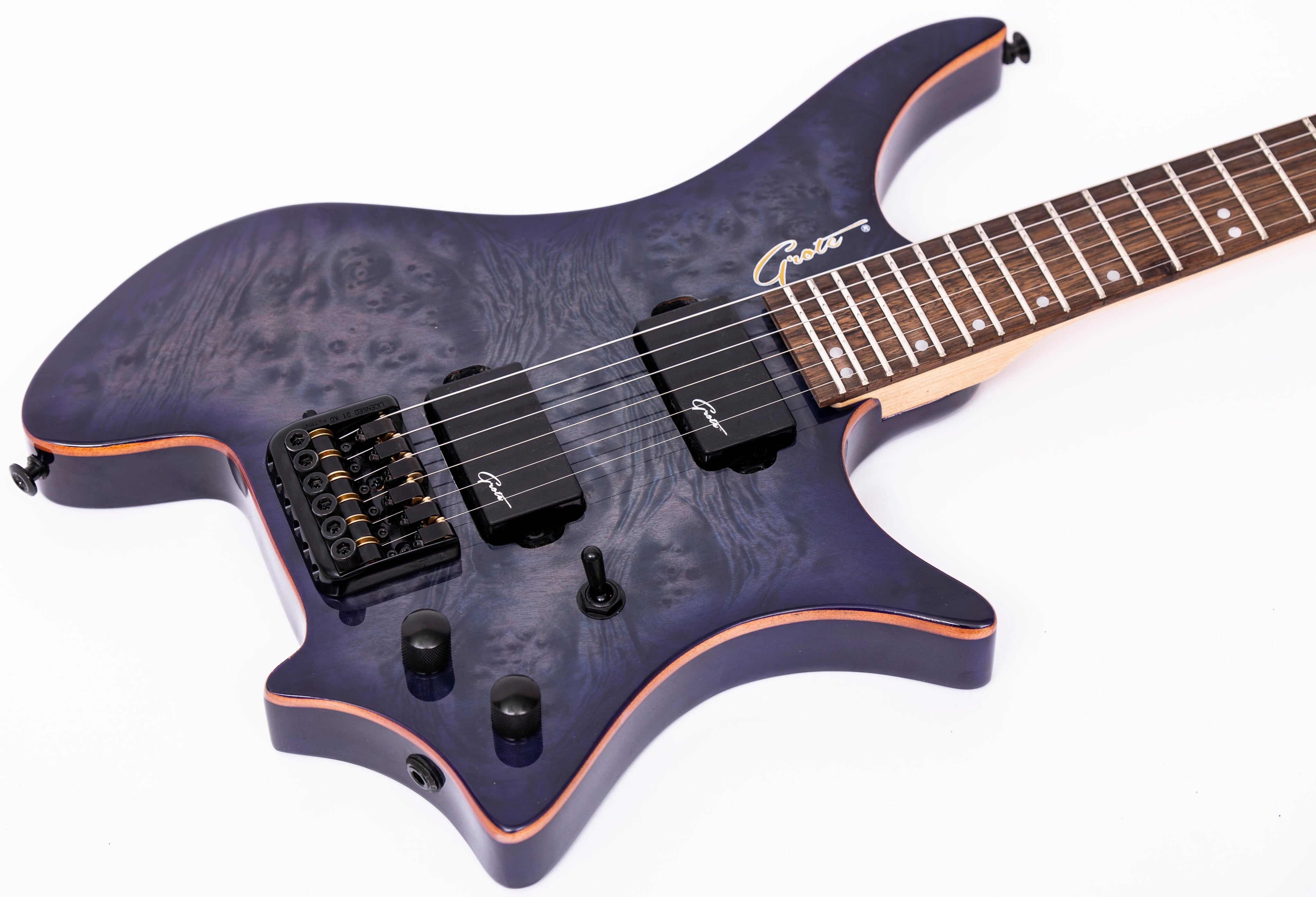 Grote Headless Electric Guitar 6-String Burl Figure Veneer Top Body – REDID